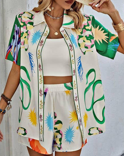 Coral - Patterned Short Co/Ord Set – Pretty Parade Boutique